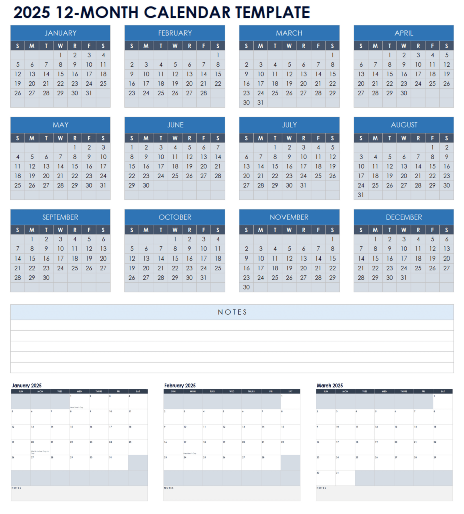 Free Printable 2025 12 Month Calendar | Calendar 2025