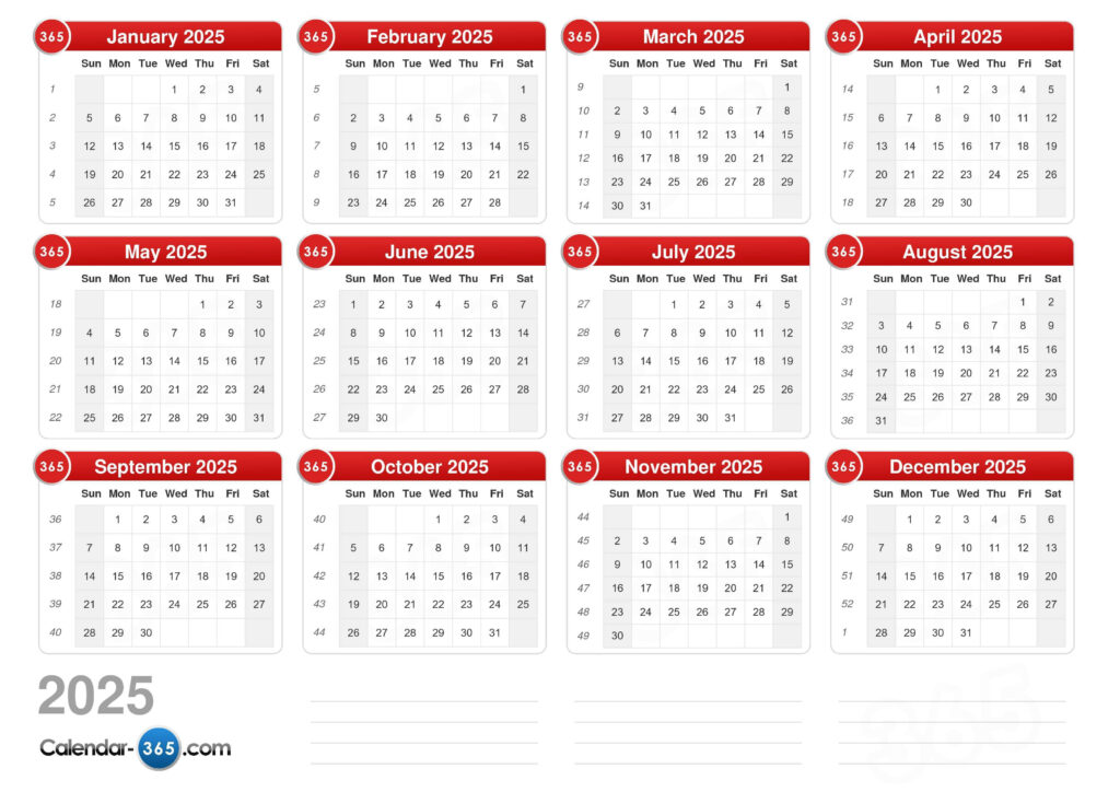 2025 Weekly Calendar Printable | Calendar 2025