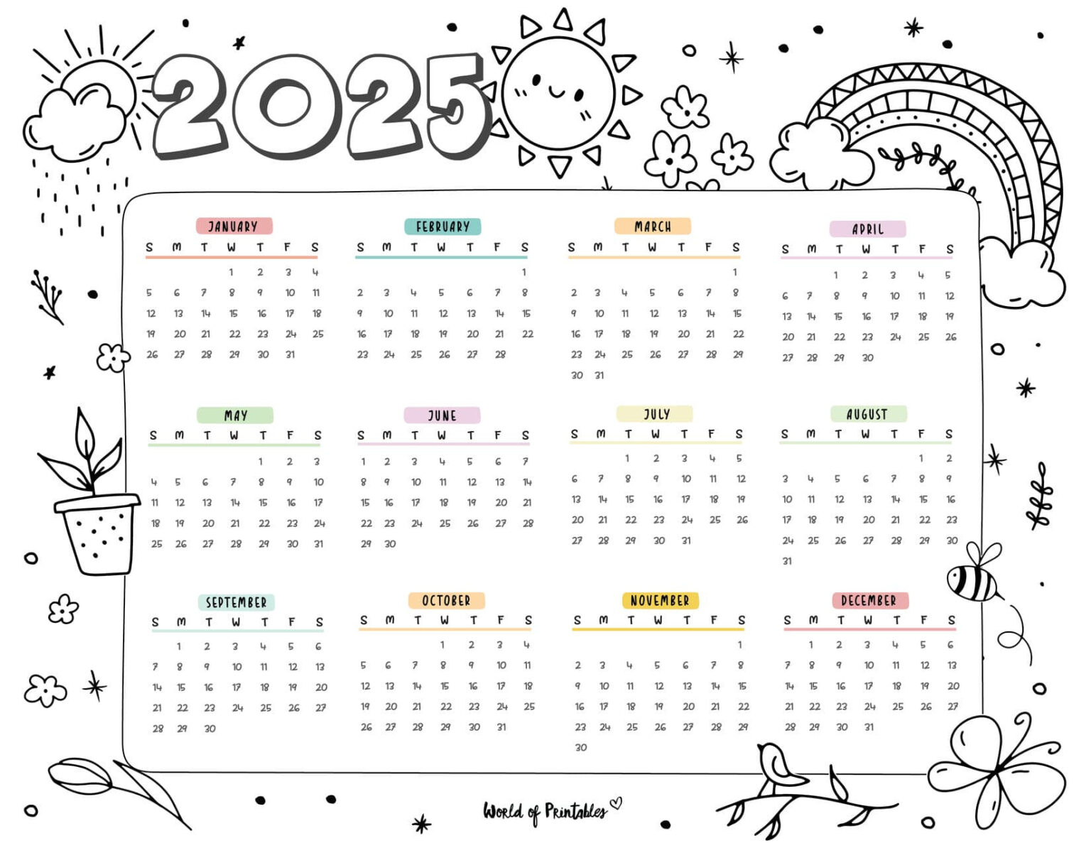 Free Printable Cute Calendar 2025 | Calendar 2025