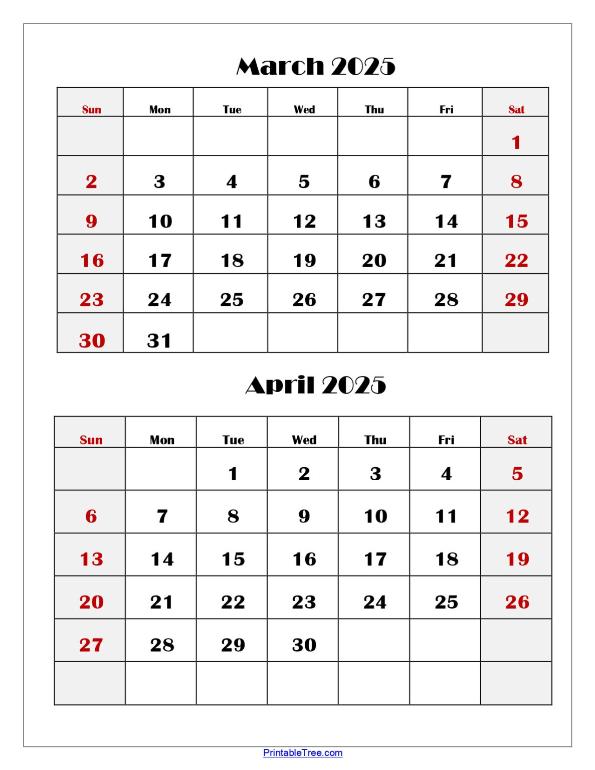 March and April 2025 Calendar Printable | Calendar 2025