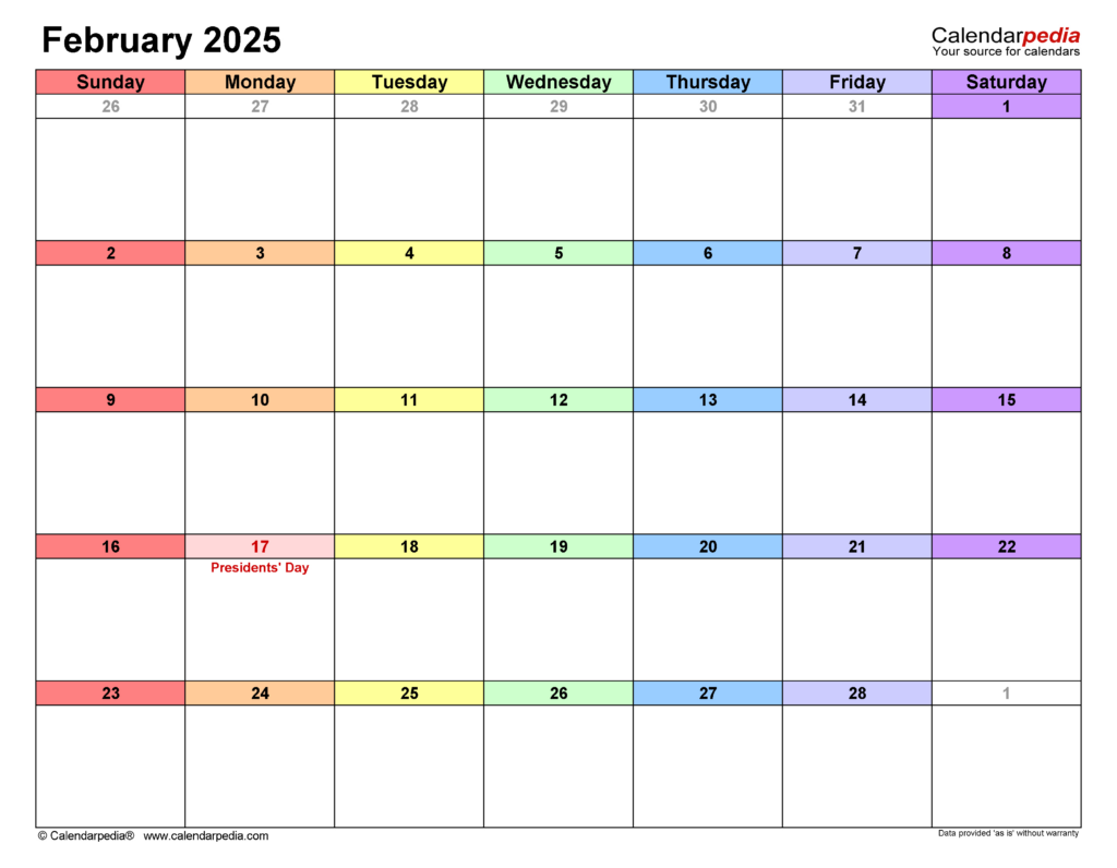 February 2025 Fillable Calendar | Calendar 2025 February 2025 Fillable Calendar | Calendar 2025