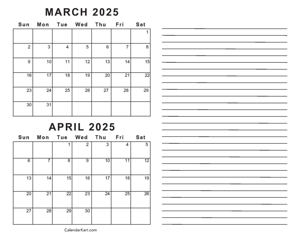 Printable Calendar 2025 March April May | Calendar 2025