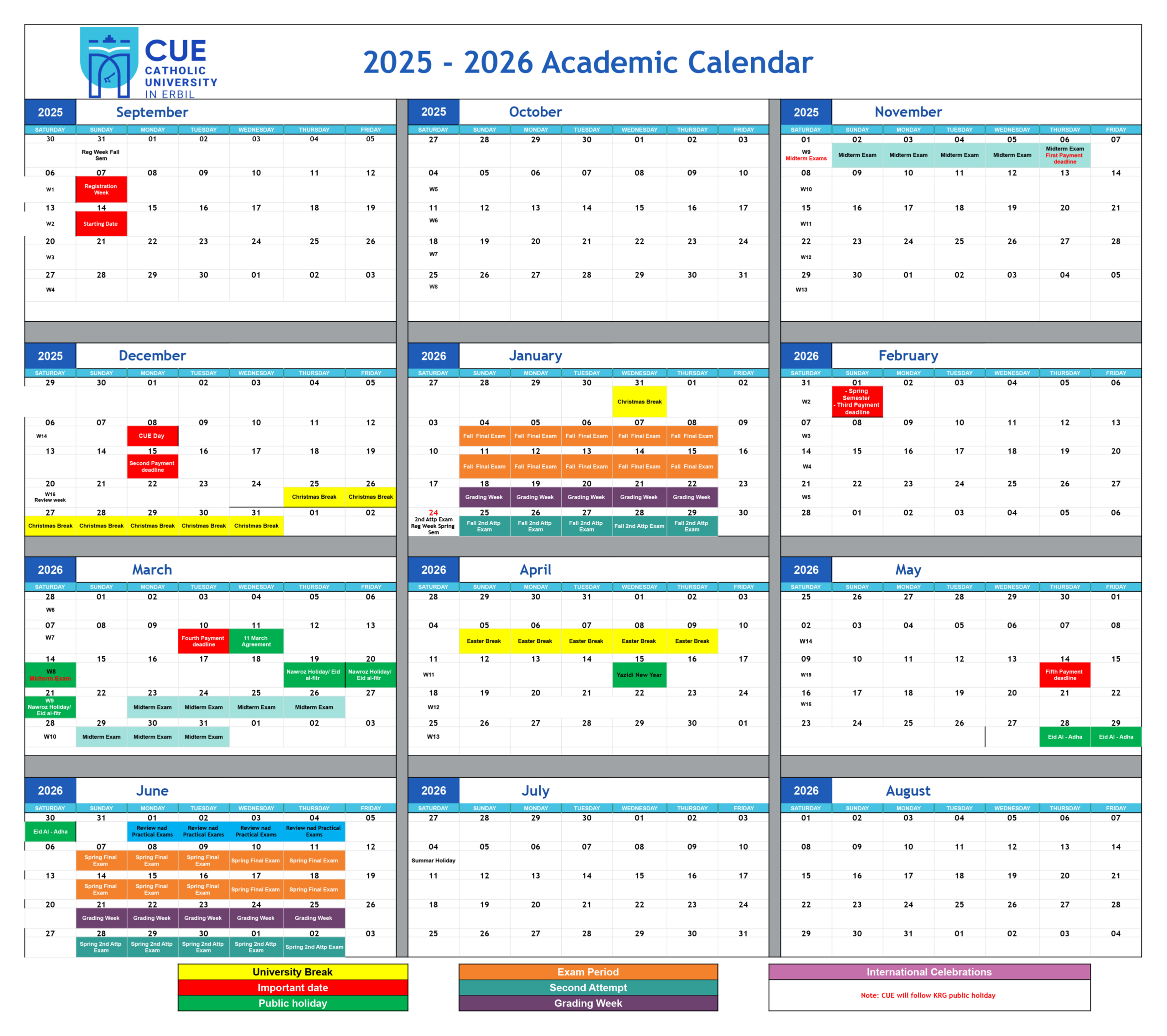 Catholic University Spring 2026 Calendar | Calendar 2025