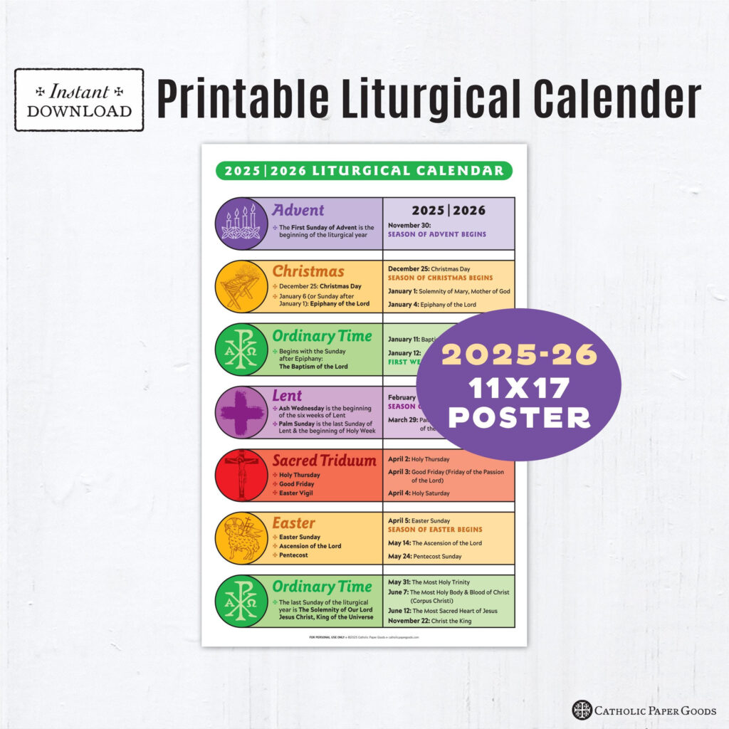 UK Catholic Liturgical Calendar 2026 | Calendar 2025