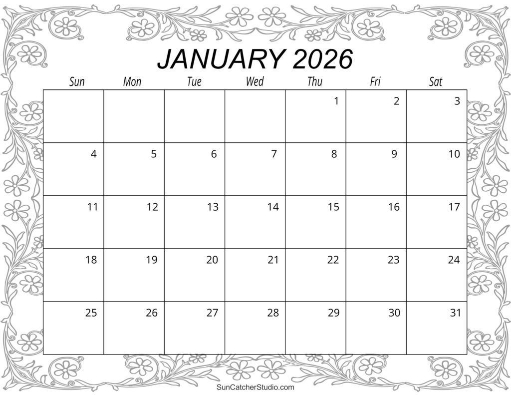 Month of January 2026 Printable Calendar | Calendar 2025