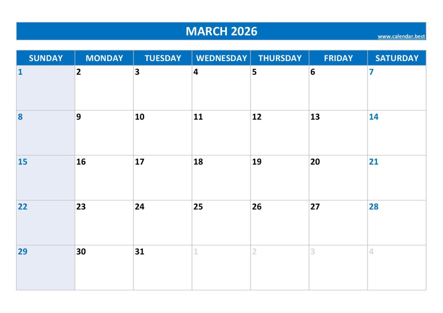 Free Printable March Calendar Numbers 2026 | Calendar 2025